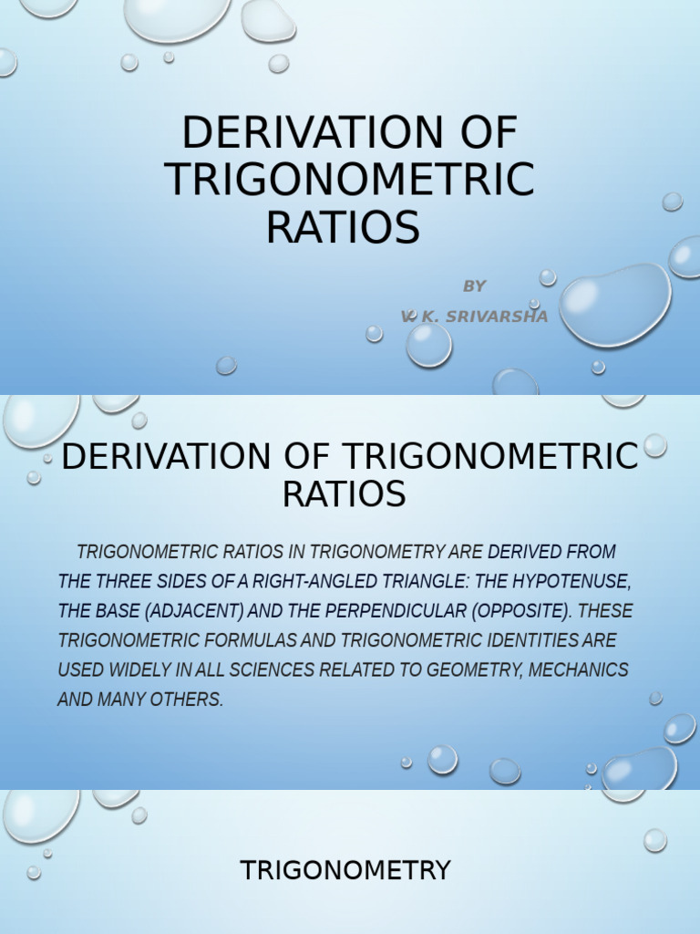 Derivation of Trigonometric Ratios | PDF | Trigonometry | Trigonometric ...