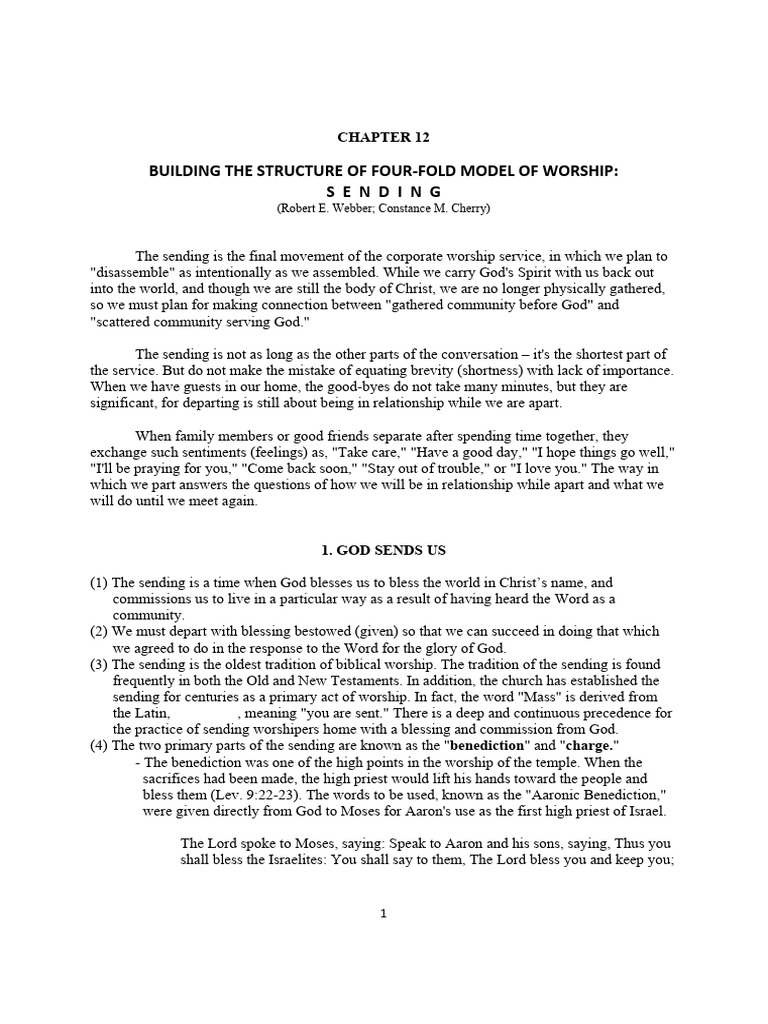 Handout 12 - Four-Fold Model of Worship - Sending | PDF | Acts Of The ...
