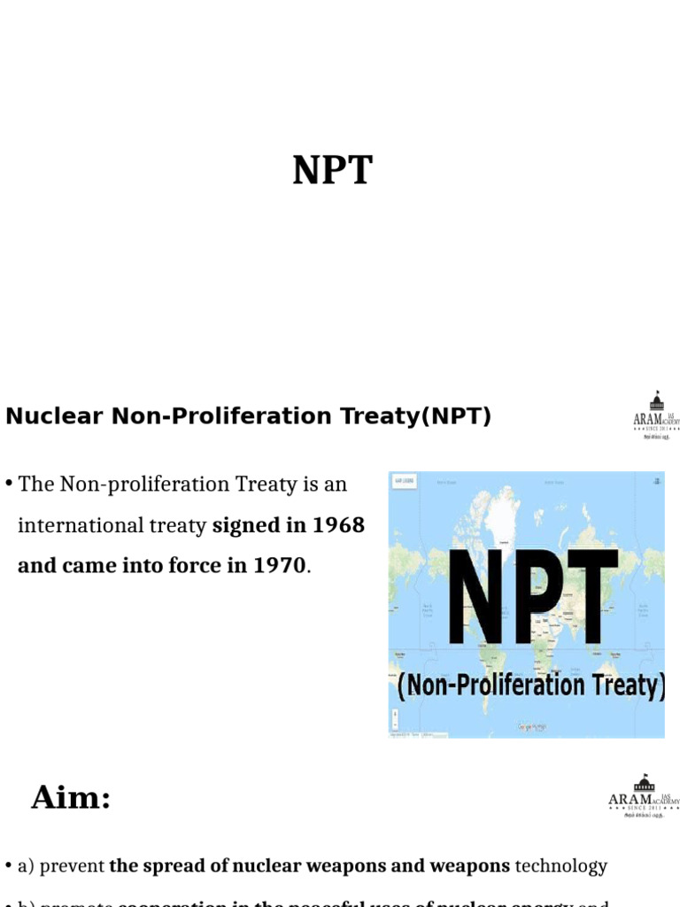 NPT | PDF | Nuclear Proliferation | Treaty On The Non Proliferation Of Nuclear Weapons
