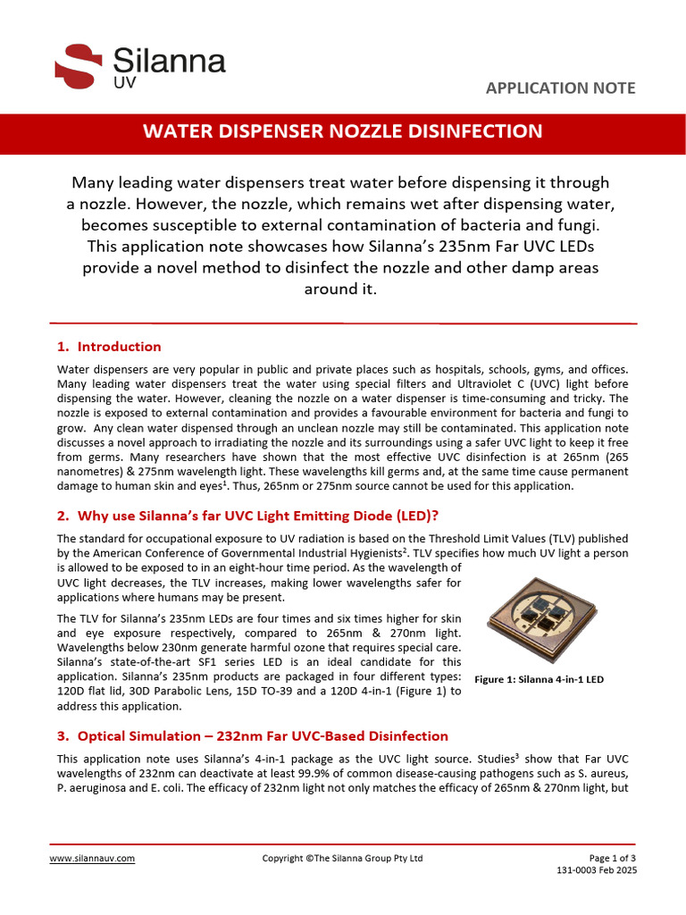 Water Dispenser Nozzle Disinfection | PDF | Ultraviolet | Disinfectant