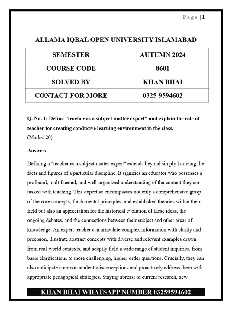 8601 Solved Autumn 2024 Eng | PDF | Motivational | Motivation
