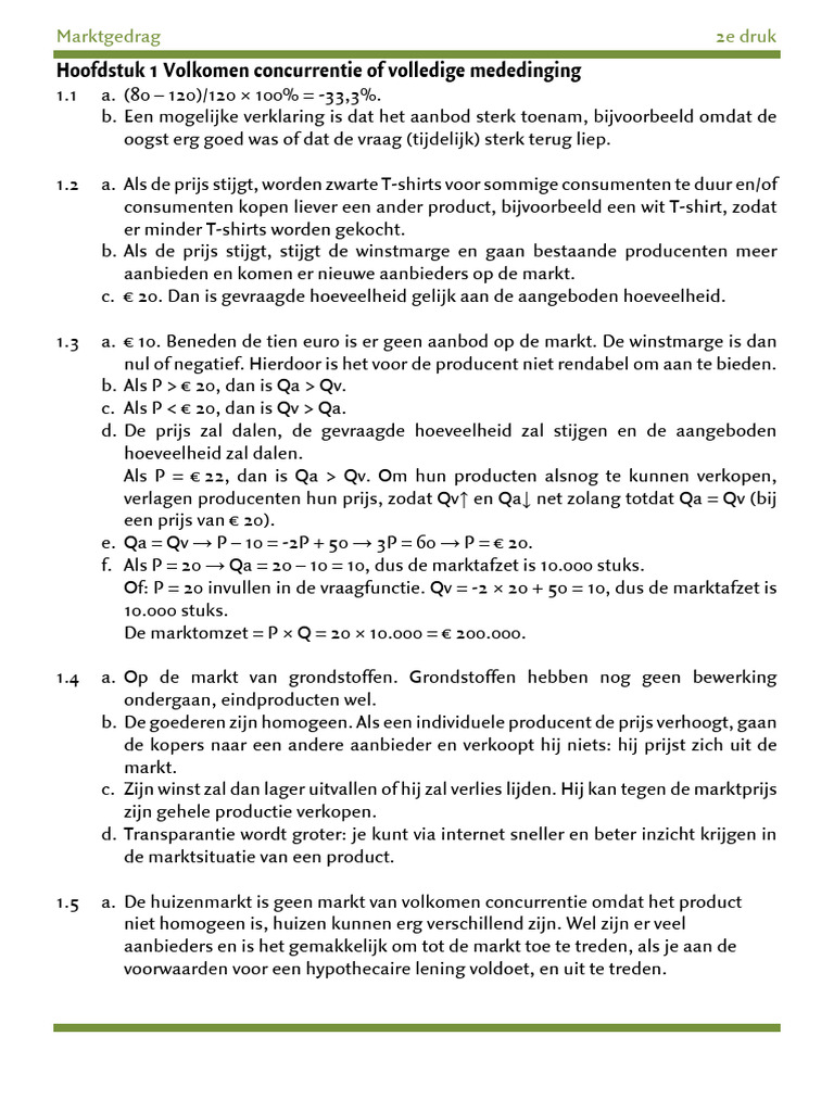 Marktgedrag - Antwoorden | PDF