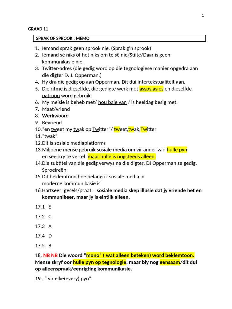 Sprak of Sprook MEMO | PDF