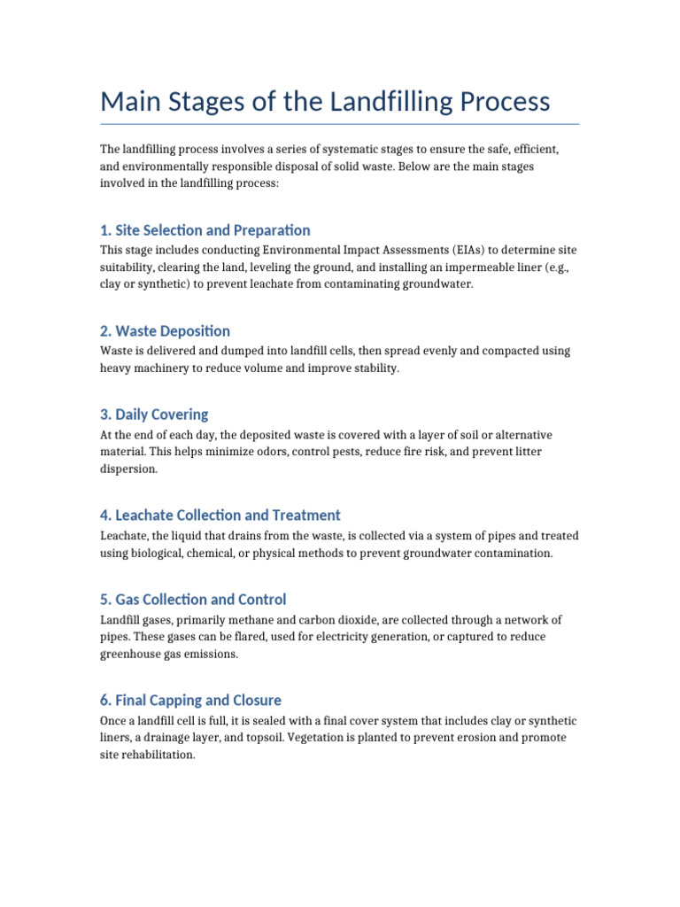 Main Stages of Landfill Management | PDF | Landfill | Waste