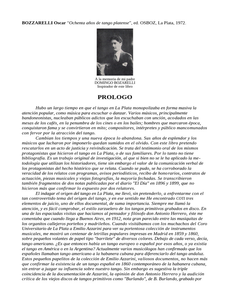Historia del Tango en La Plata | PDF | Musica Tango