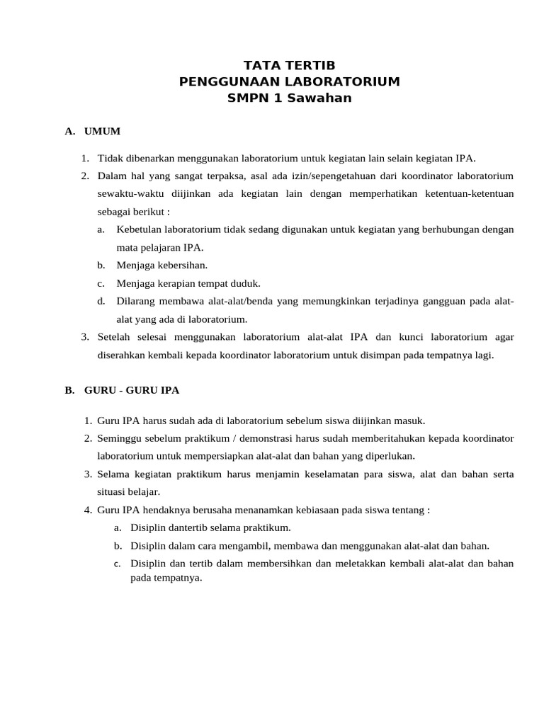 Tata Tertib Lab Dan Perpus | PDF