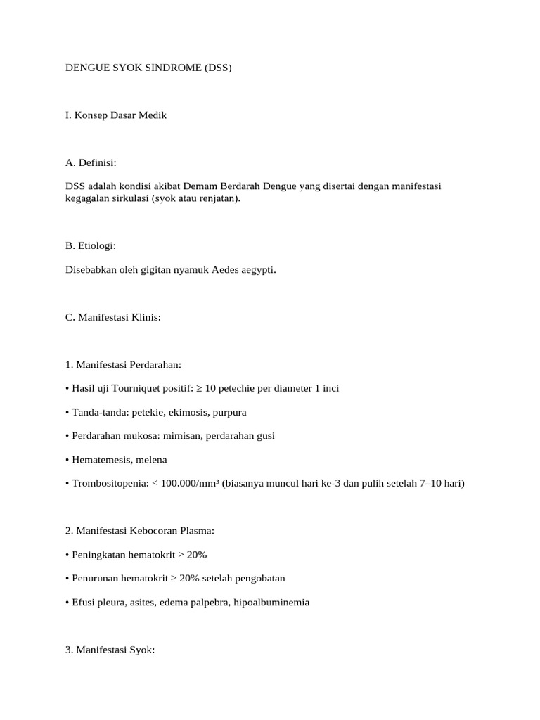 Dengue Syok Sindrome (DSS) | PDF