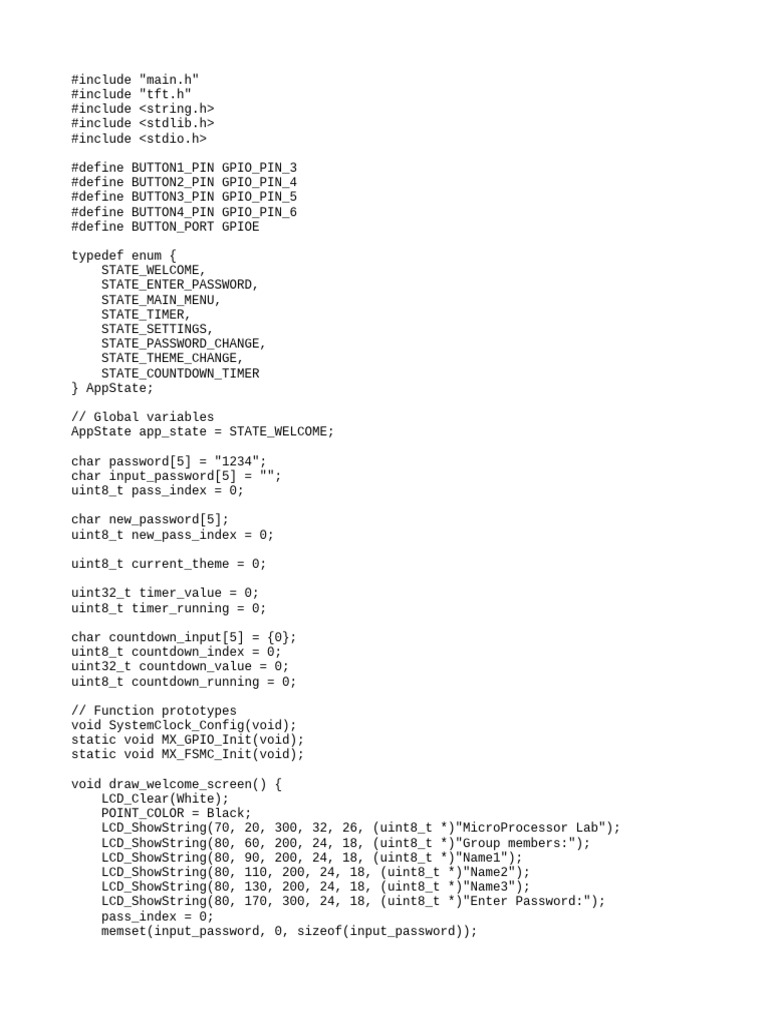 Microcontroller Timer App Code | PDF | Software Development | Object Oriented Programming