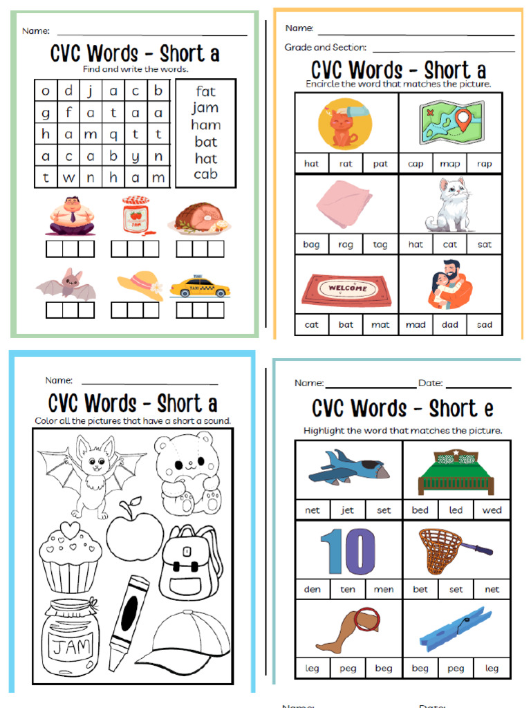 CVC A e Worksheet | PDF