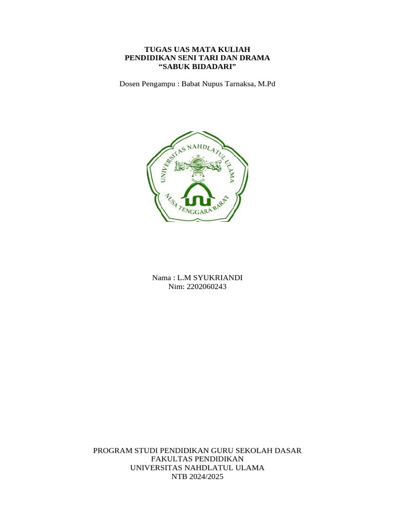 Tuges Uas Seni Tari Dan Drama | PDF