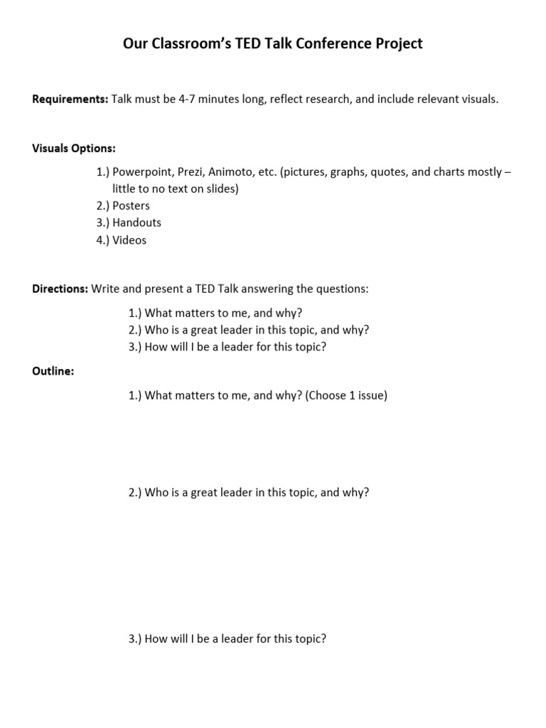 Create Your Own Middle School TEDTalk Conference | PDF | Human ...