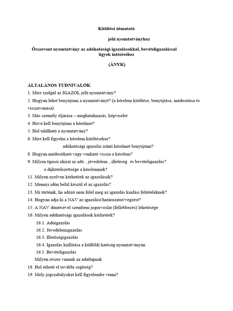 IGAZOL Kitöltési Útmutató - 20241002 | PDF