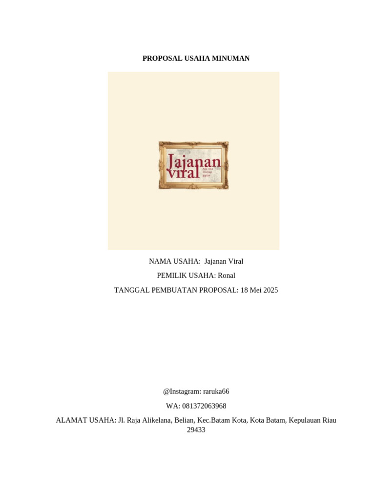 Proposal Usaha Minuman | PDF