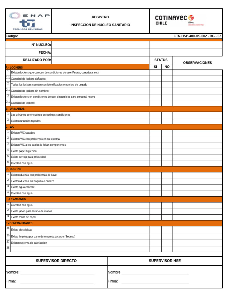 CTN HSP 400 HS 002 RG 01 Insp. Nucleo Sanitario | PDF