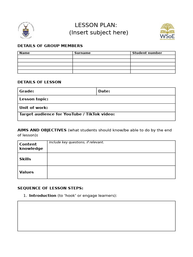 LESSON PLAN For Generic Template | PDF