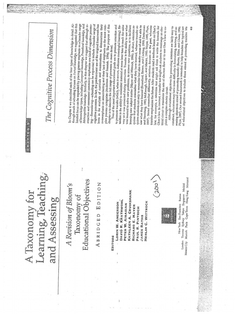 Anderson, Krathwohl Et Al (2005) Cognitive Processing Dimension | PDF