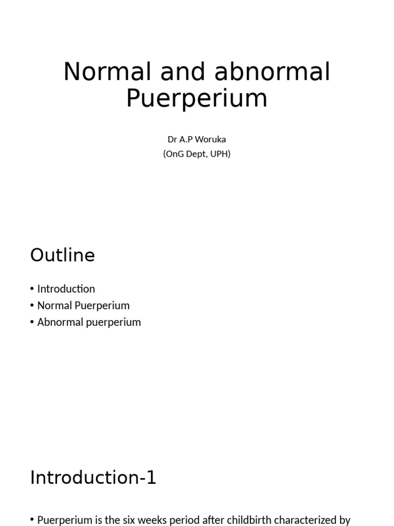Normal and Abnormal Puerperium | PDF | Postpartum Period | Childbirth