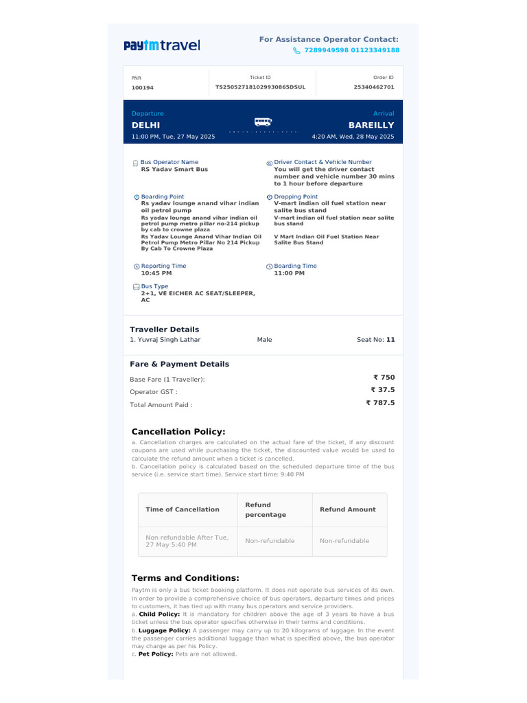 Delhi Bareilly: Departure Arrival | PDF | Identity Document | Bus