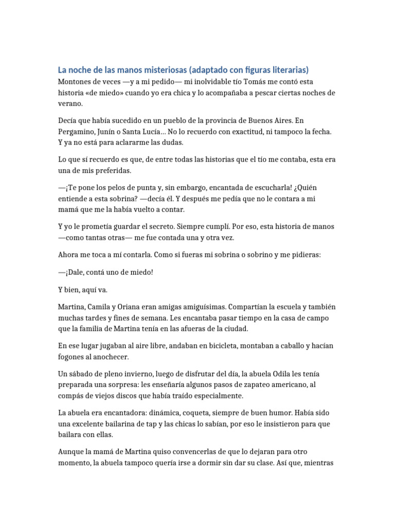 La Noche de Las Manos Misteriosas Adaptado | PDF