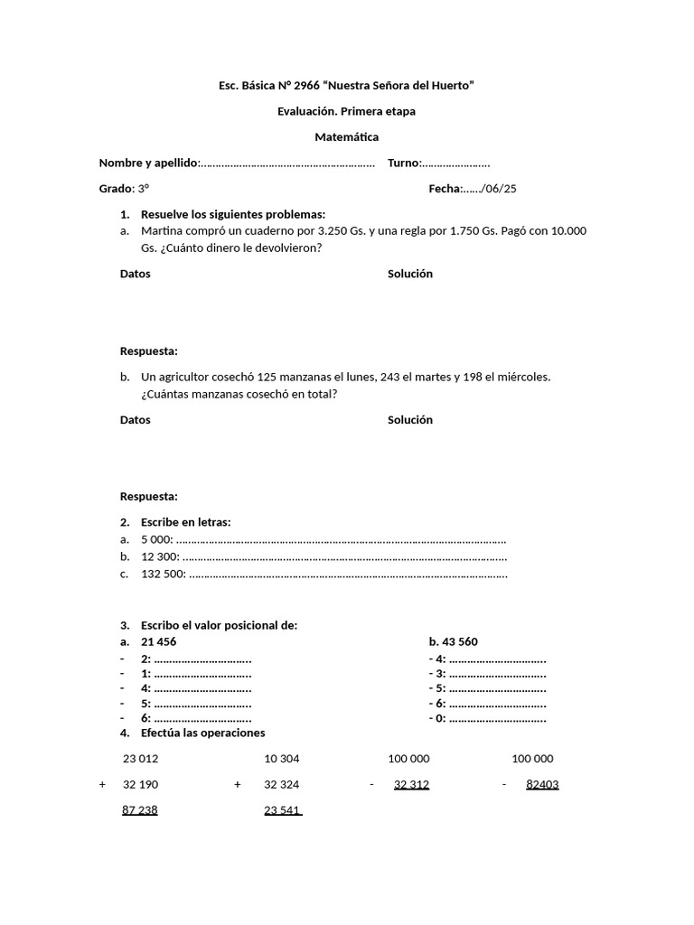 Examen de Mate | PDF | Digestión