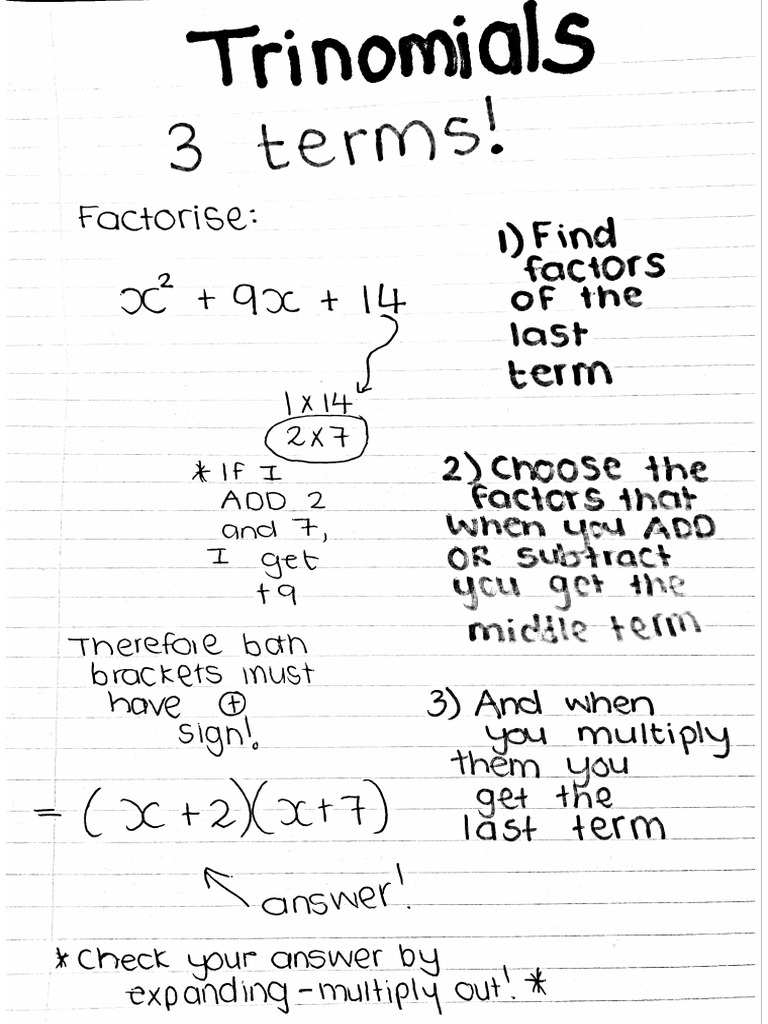 Types of Factorising - Trinomial | PDF