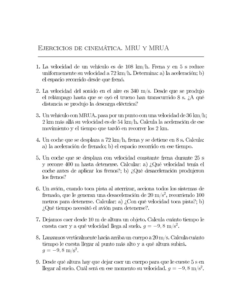 Problemas Cinemática | PDF
