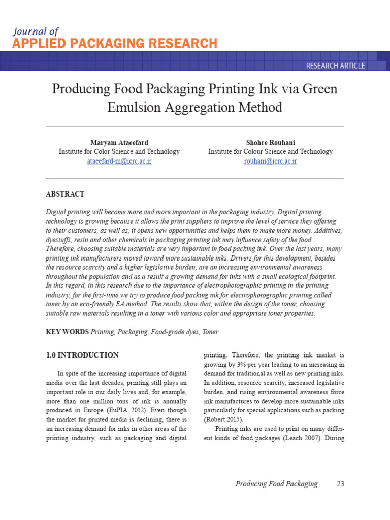 Eco-Friendly Food Packaging Toner Production | PDF | Ink | Differential ...