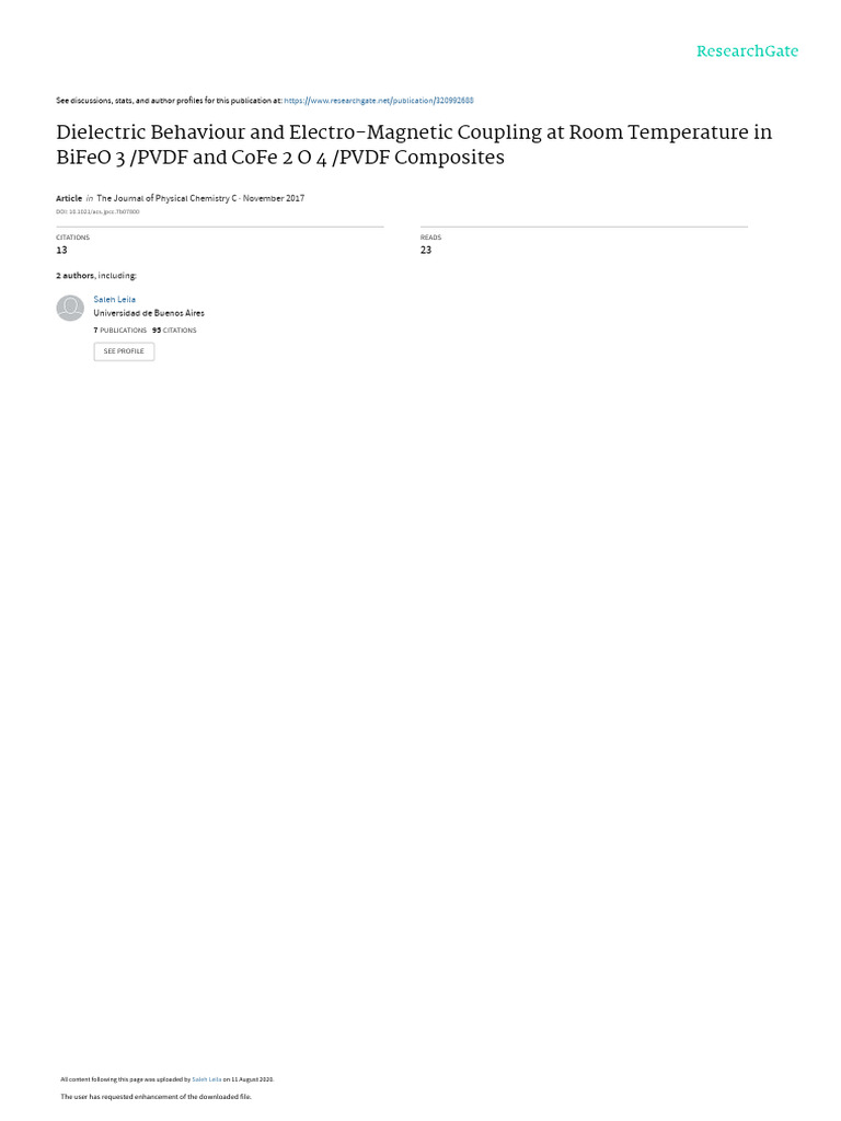 Dielectric Behavior and Electro-Magnetic Coupling at Room Temperature ...