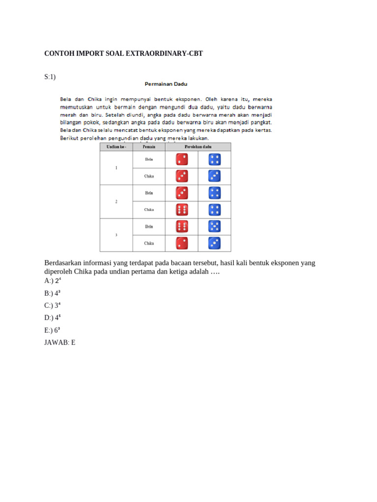 Tamplat Soal Umbk MTK Ok | PDF