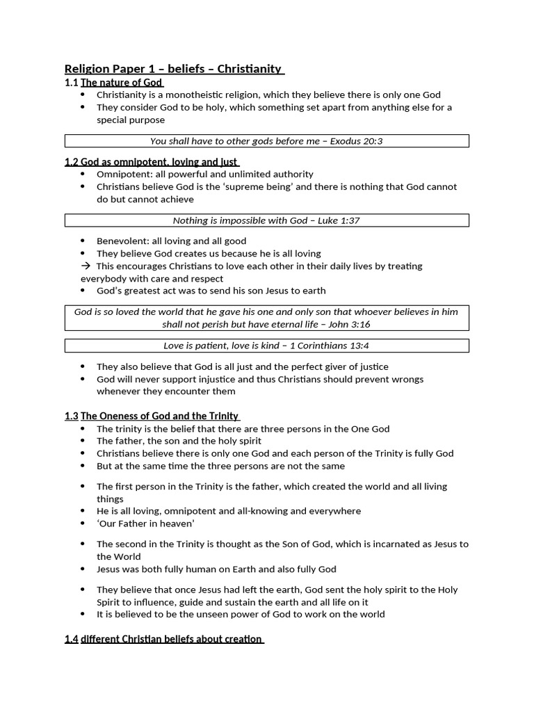 Religion Paper 1 - Beliefs - Christianity | PDF | Jesus | Salvation