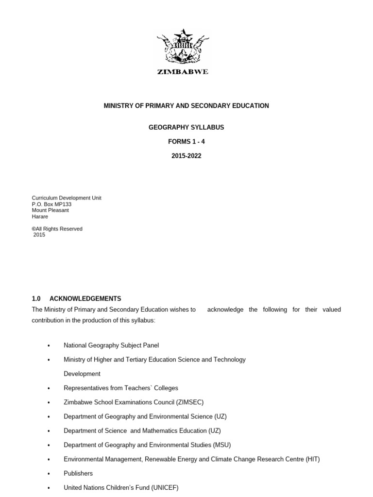 Geography Syllabus Forms 1 - 4MTB Validated | PDF | Map | Electricity ...