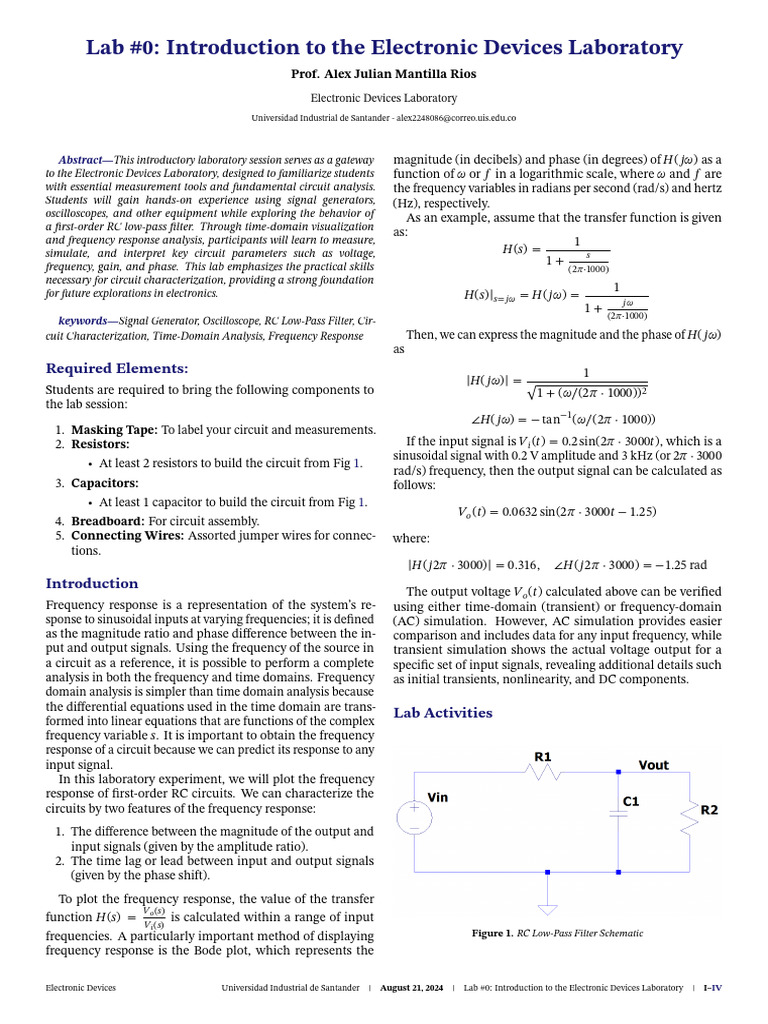 Lab0 Introduction to the Lab | PDF | Electrical Network | Amplitude