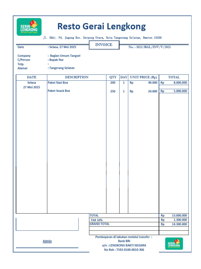 Invoice Restoran | PDF