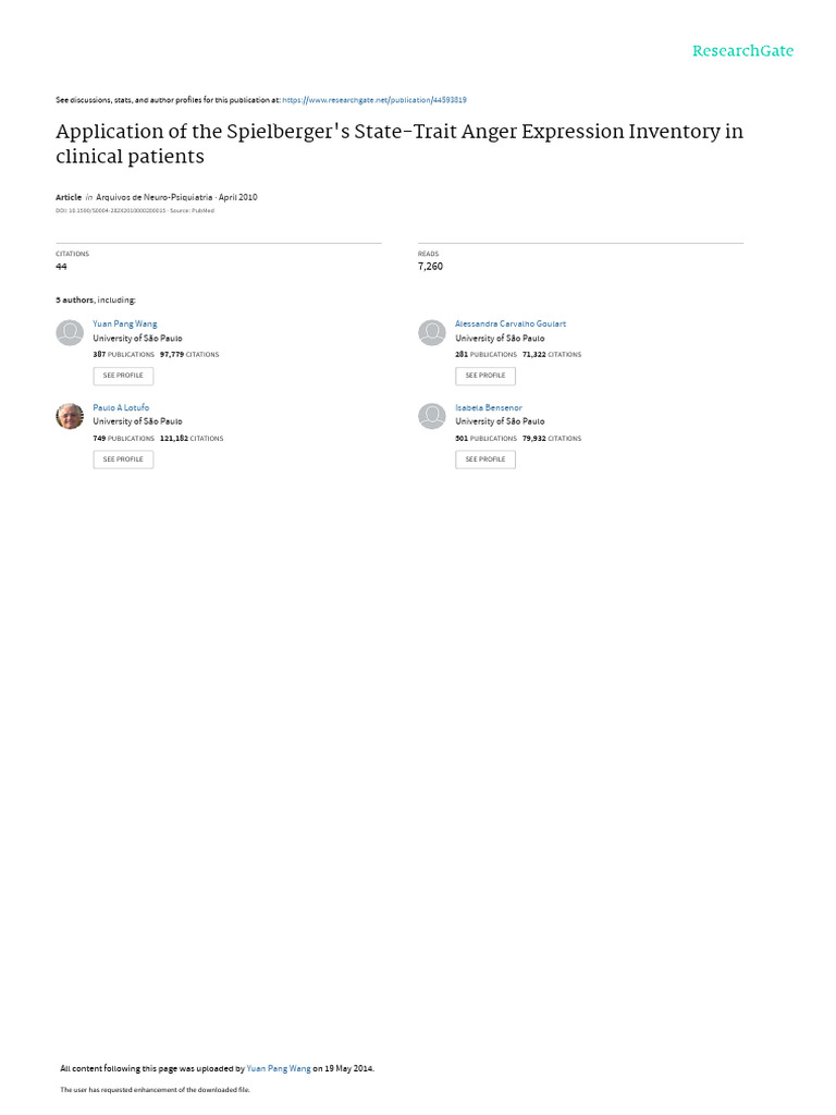 Application of The Spielberger's State-Trait Anger Expression Inventory ...