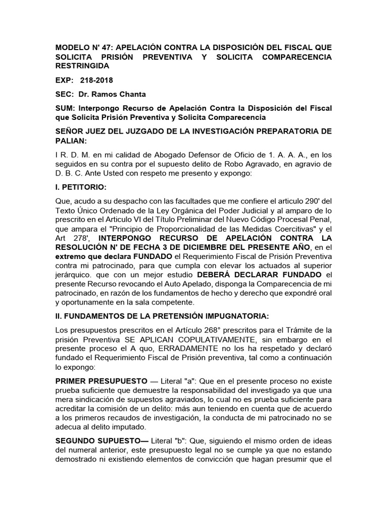 Modelo de Apelacion de Dictamen Fiscal | PDF