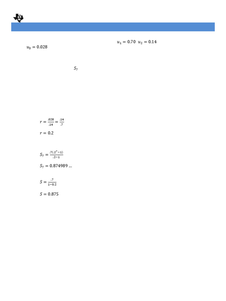 Sum of Infinite Geometric Series - IB Question | PDF