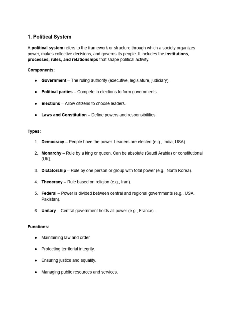 Poltical Science Notes For Finals | PDF | State (Polity) | Liberty