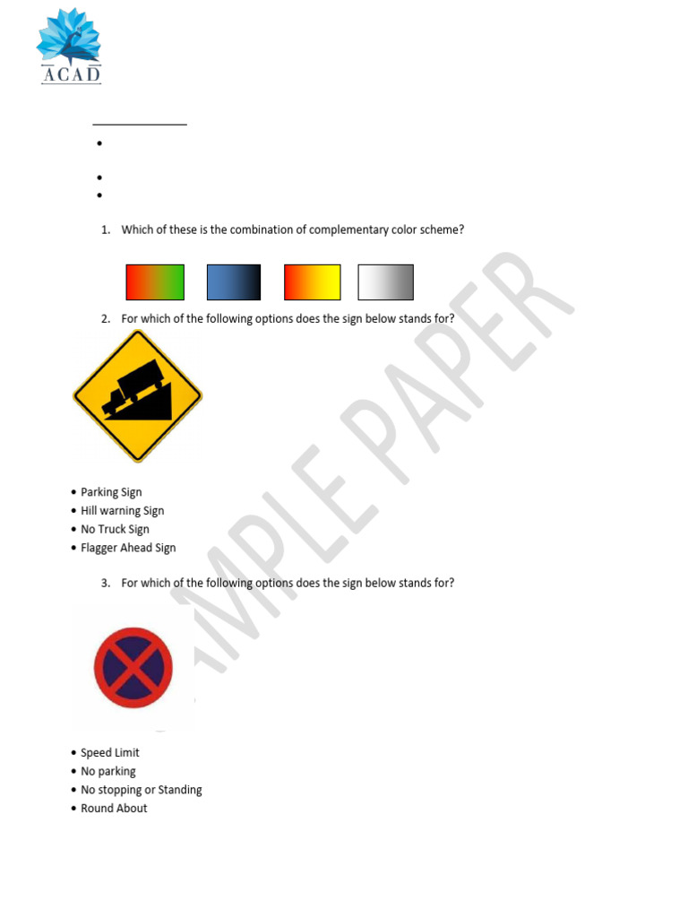 ACAD Entrance Test Sample Paper | PDF