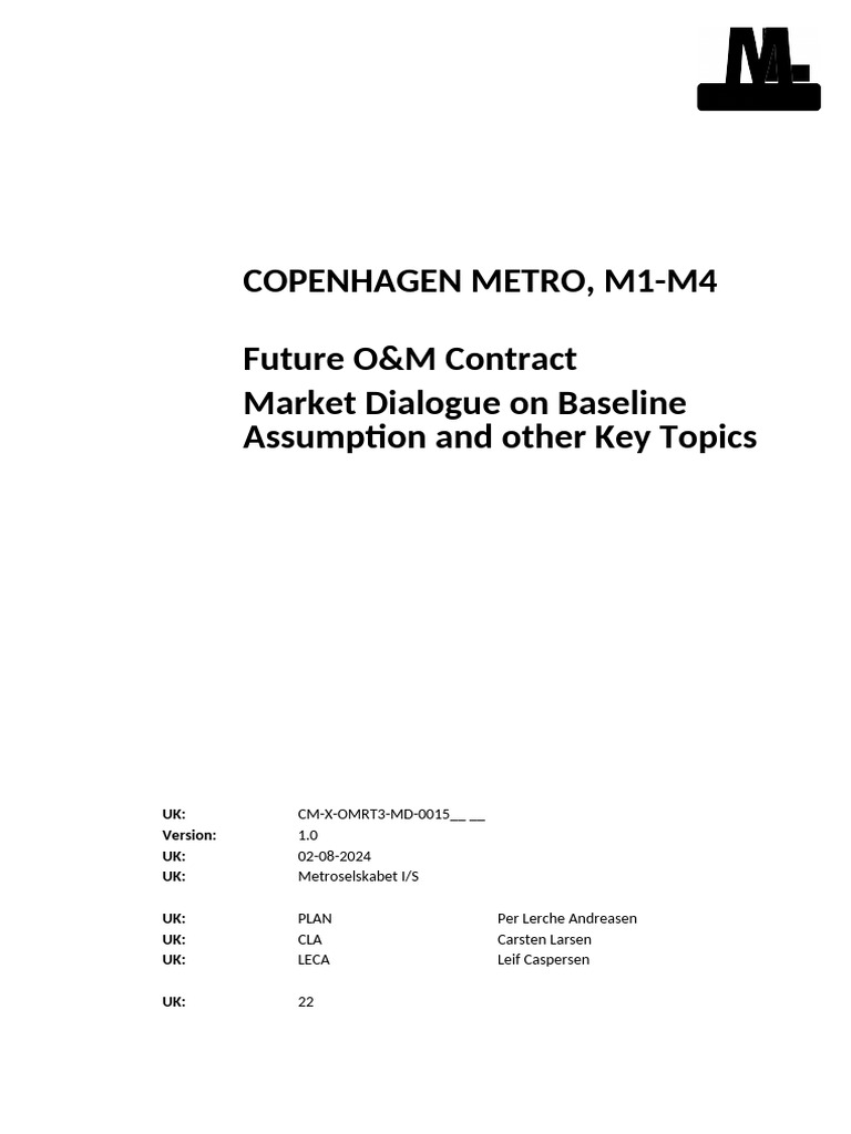 Copenhagen Metro O&M Contract Dialogue | PDF