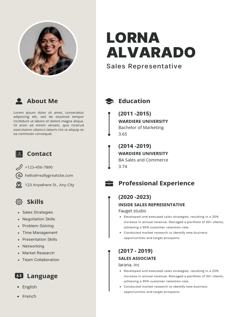 Beige and White Simple Professional CV Resume | PDF | Marketing ...