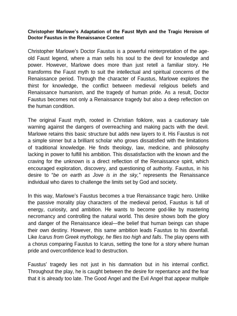 Doctor Faustus: A Renaissance Tragedy | PDF | Faust | Salvation