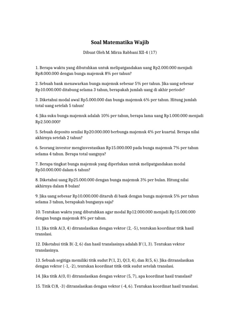 Matwa 50 Soal Mirza | PDF