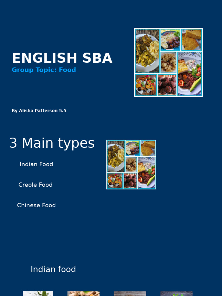 English Sba: Group Topic: Food | PDF