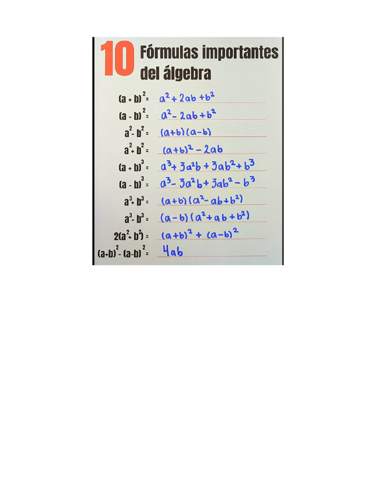 Formulas de Algebra | PDF