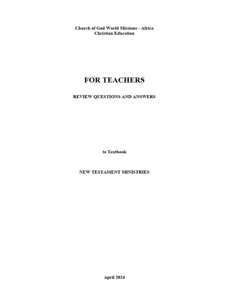 New Testament Ministries Review Questions-Answers | PDF | Spiritual ...