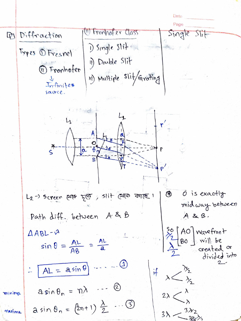 Diffraction Class Note 2 | PDF | Mineralogy | Light