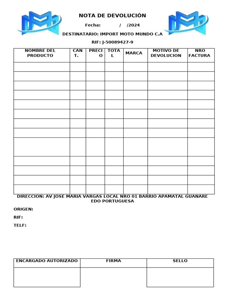 NOTA DEVOLUCION MOTO MUNDO | PDF