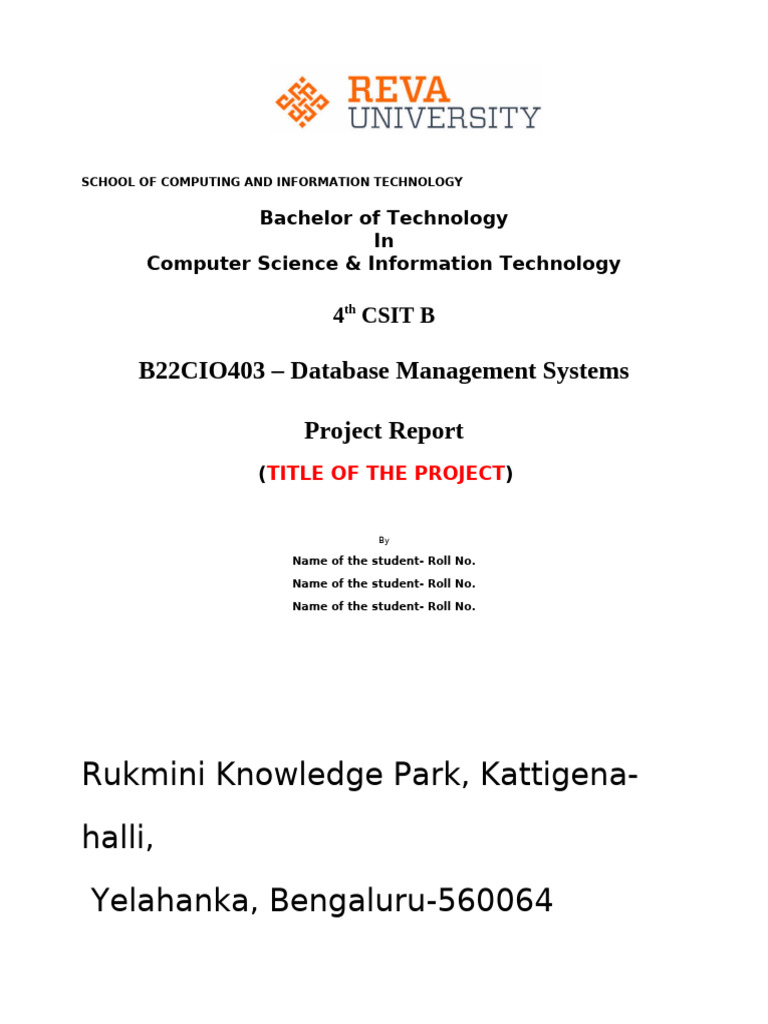 DBMS Report Format | PDF
