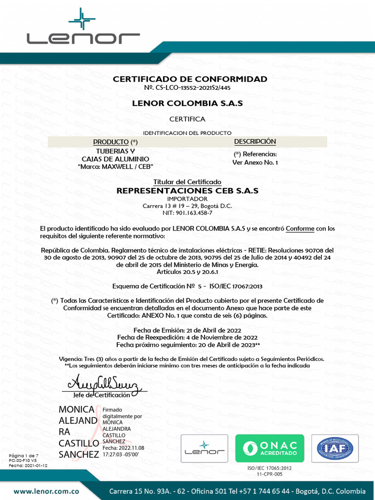 Caja Aluminio Maxwell Lenor 13552-2021s2 - 445 | PDF