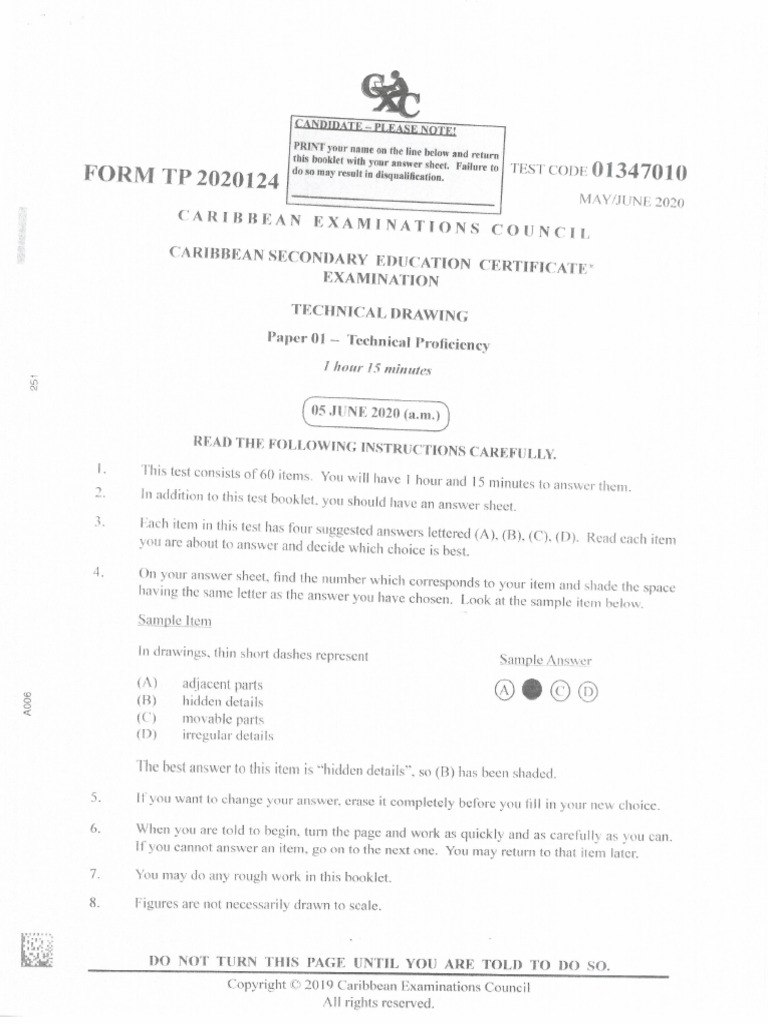 Csec TD Mayjune p1 2020 | PDF